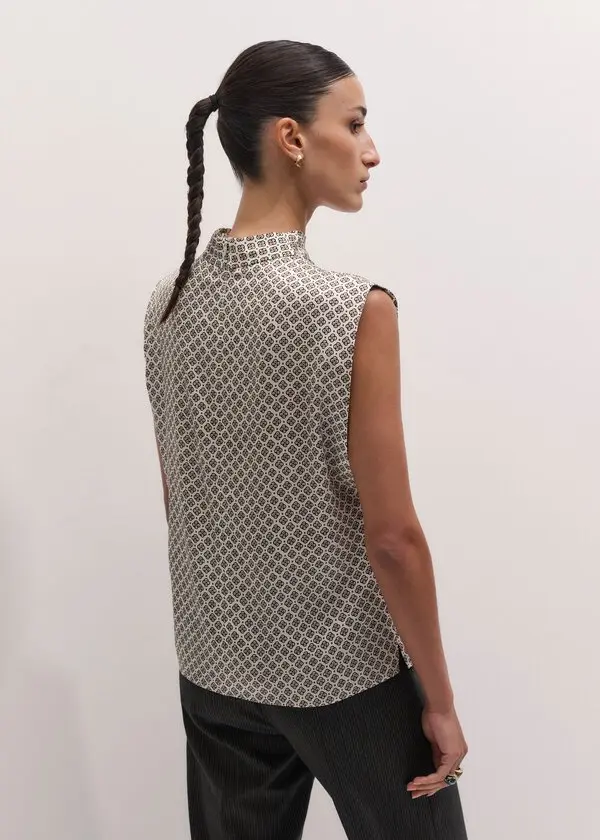 ME+EM High Neck Floral Foulard Print Top