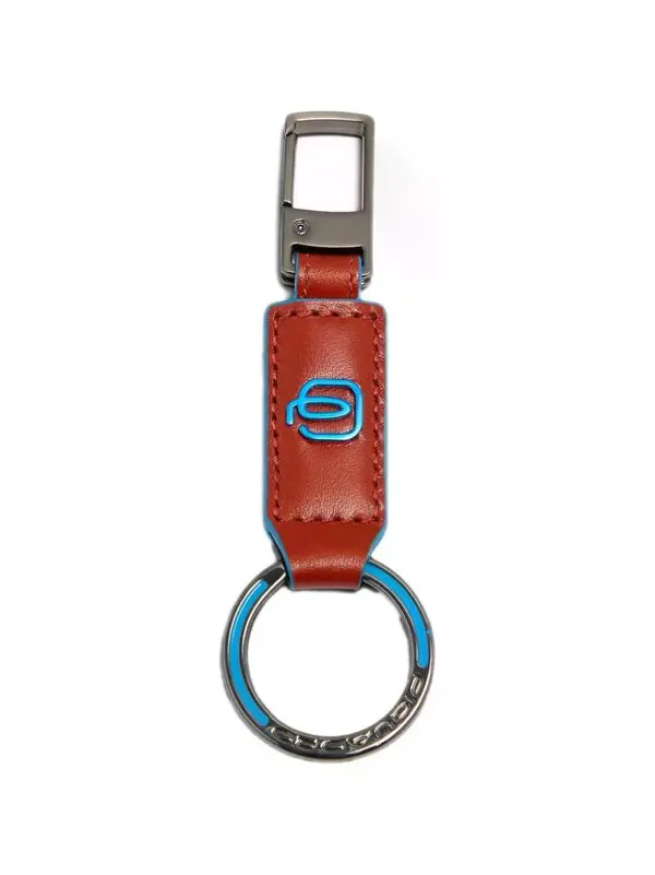 PIQUADRO Leather Keyring With Carabiner Detail