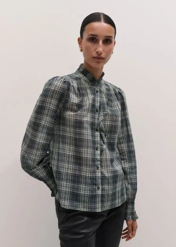 ME+EM Cotton Voile Blouse - Green Multi