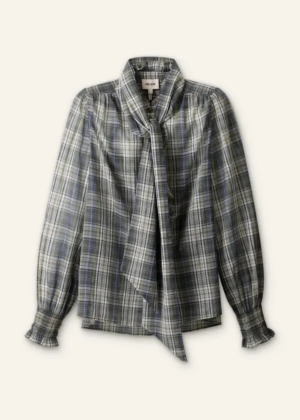ME+EM Cotton Voile Blouse - Green Multi