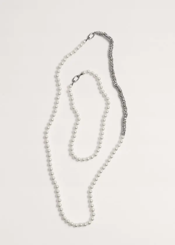 ME+EM Transformative Pearl And Diamante Longline Necklace Off White