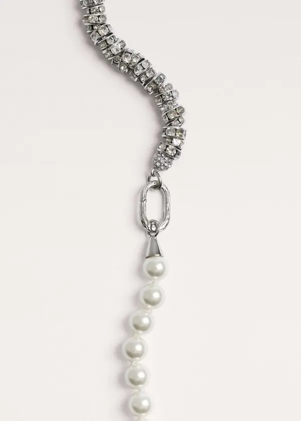 ME+EM Transformative Pearl And Diamante Longline Necklace Off White