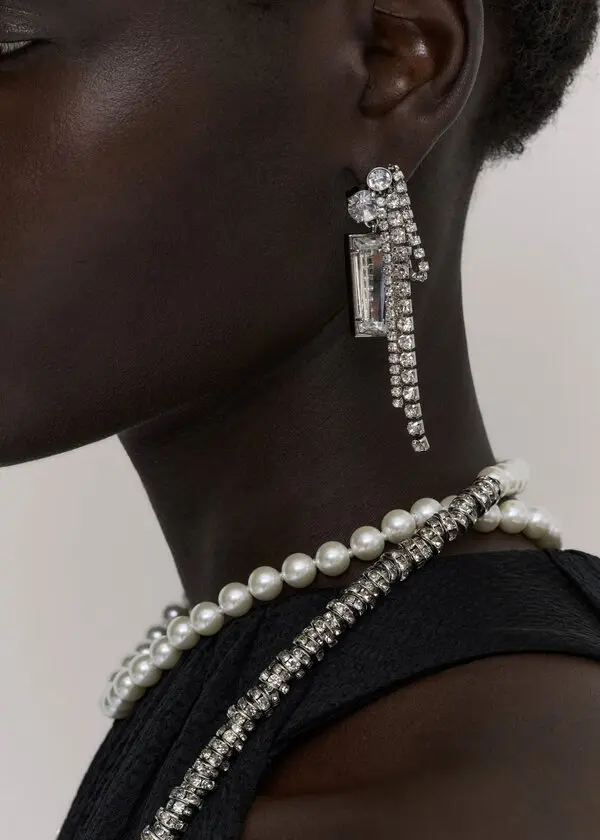ME+EM Transformative Pearl And Diamante Longline Necklace Off White