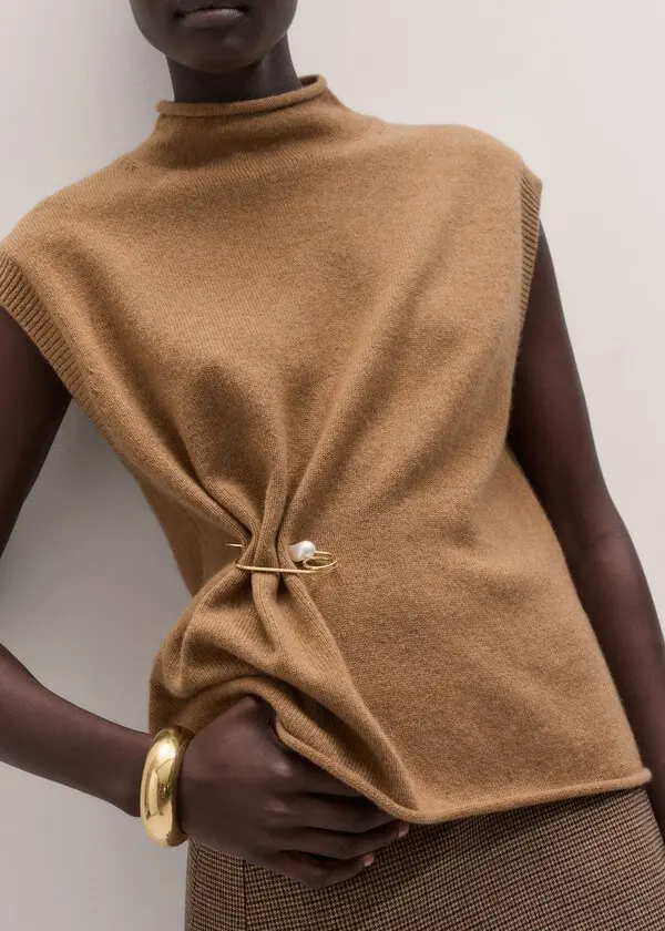 ME+EM High Neck Knit Tank - Deep Camel