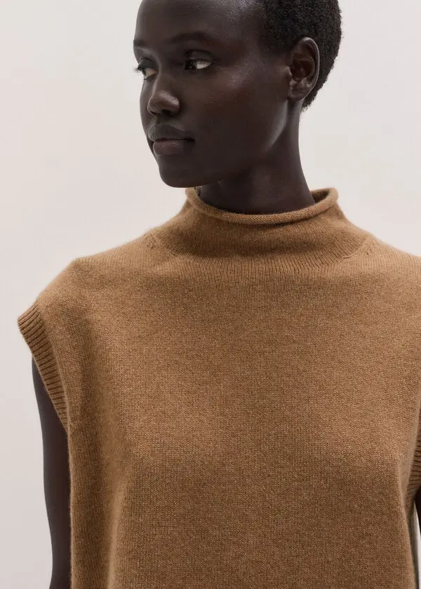 ME+EM High Neck Knit Tank - Deep Camel