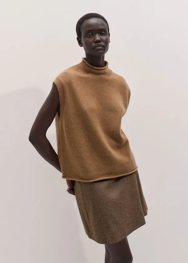 ME+EM High Neck Knit Tank - Deep Camel