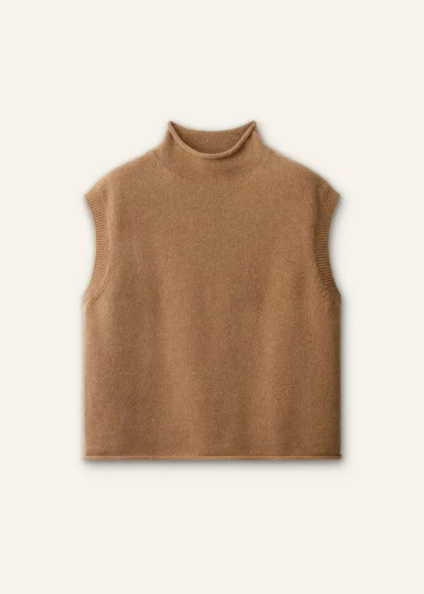 ME+EM High Neck Knit Tank - Deep Camel
