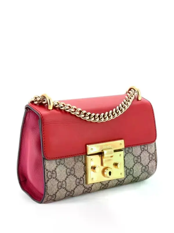 Gucci Padlock Shoulder Bag Gg Coated Canvas And Leather Small Crossbody Bag - Red