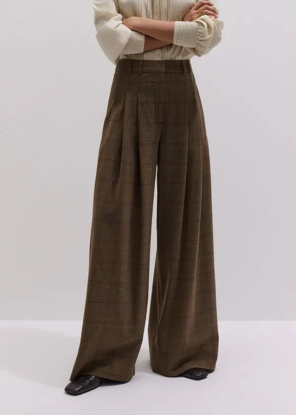 ME+EM Icon Check Wide-leg Trousers