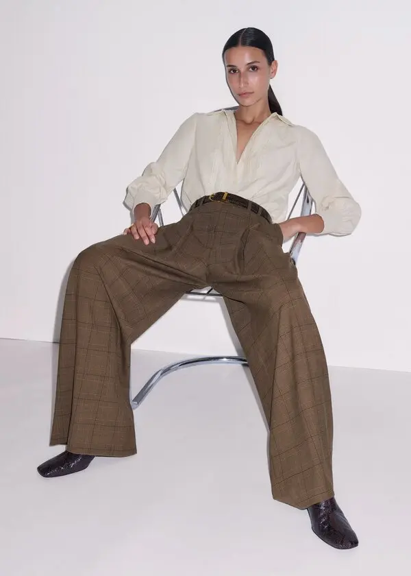 ME+EM Icon Check Wide-leg Trousers