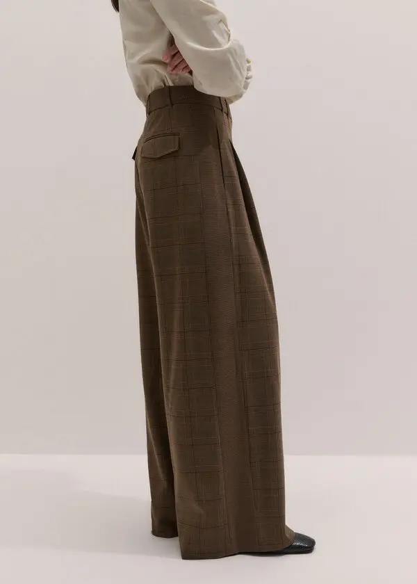 ME+EM Icon Check Wide-leg Trousers