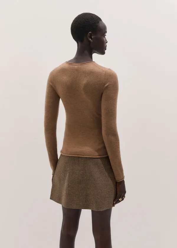 ME+EM Jersey Stitch Crew Neck Top - Deep Camel