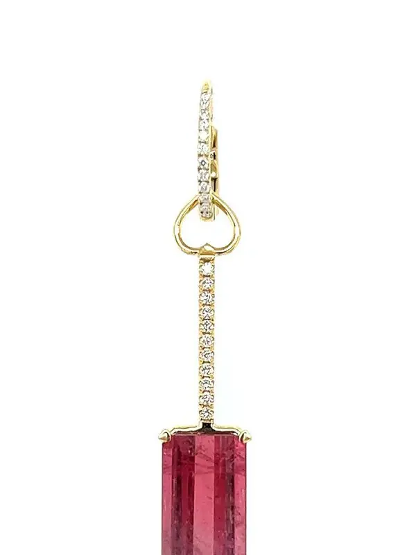LISA NIK Watermelon Tourmaline And Diamond Drop Earrings