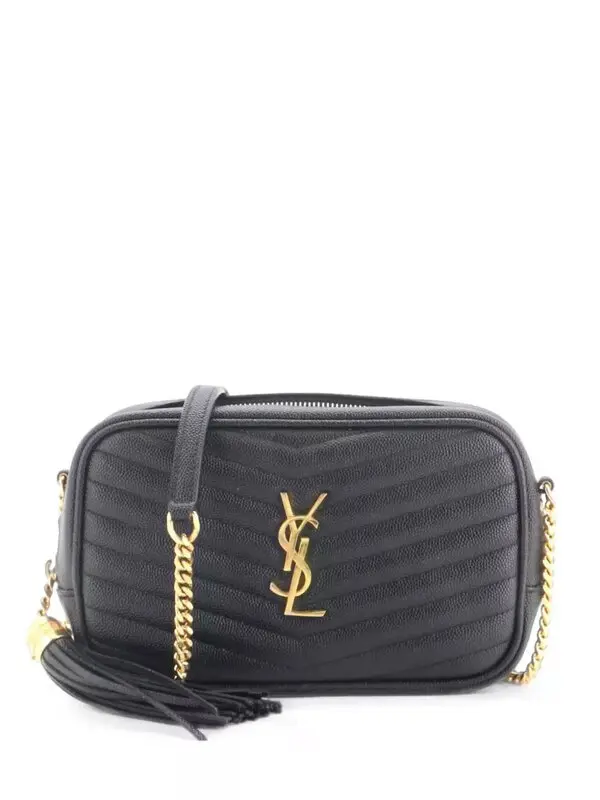 Saint Laurent Matelassé Chevron Leather Mini Camera Bag - Black
