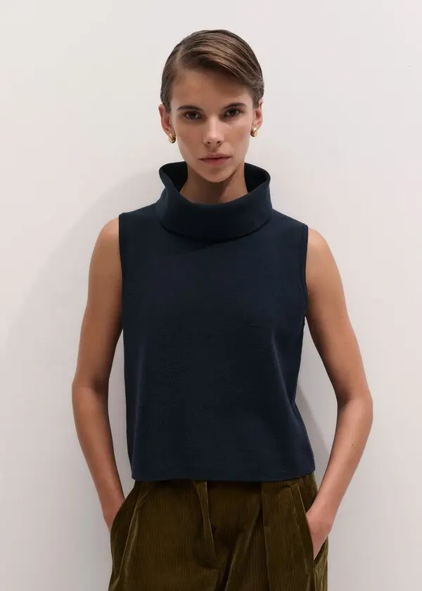 ME+EM Merino High Neck Vest - Navy