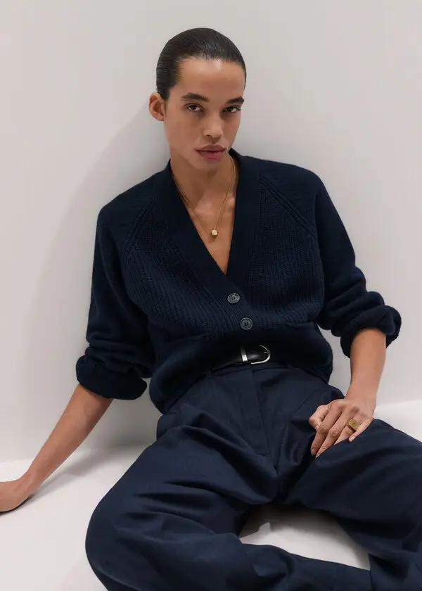 ME+EM Merino Cashmere V Neck Relaxed Cardigan