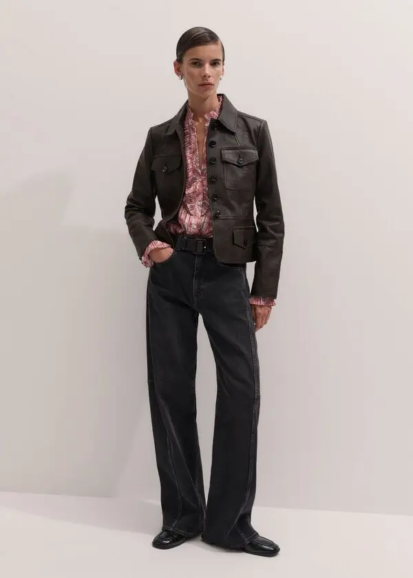 ME+EM Ornate Paisley Print Frill Blouse With Tie Detail