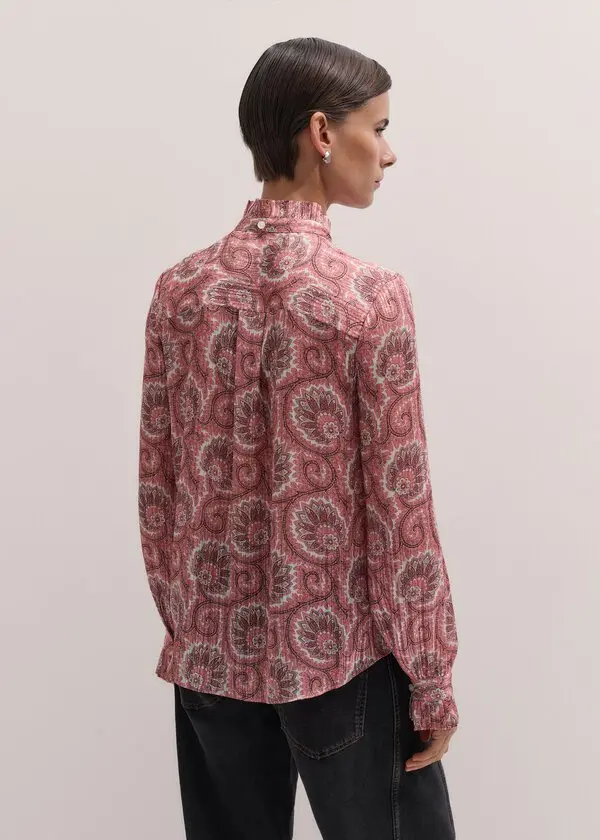 ME+EM Ornate Paisley Print Frill Blouse