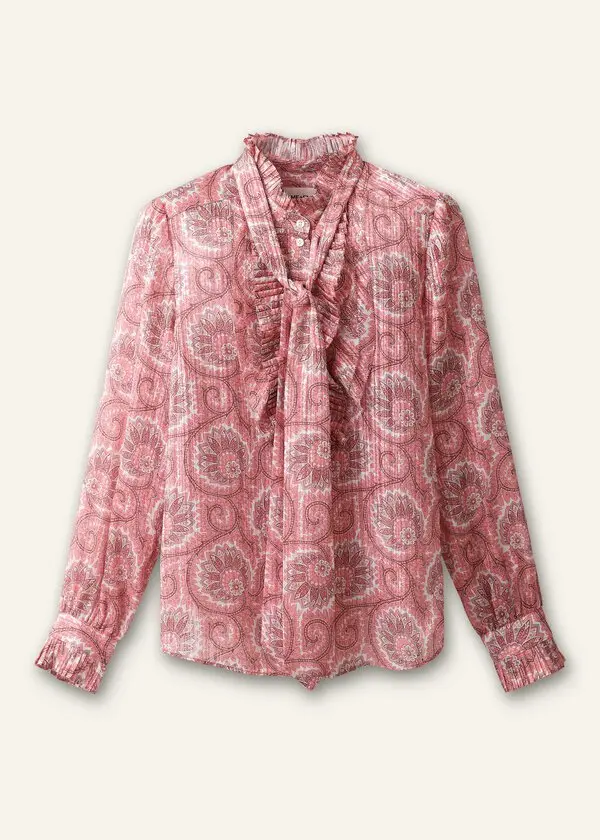 ME+EM Ornate Paisley Print Frill Blouse