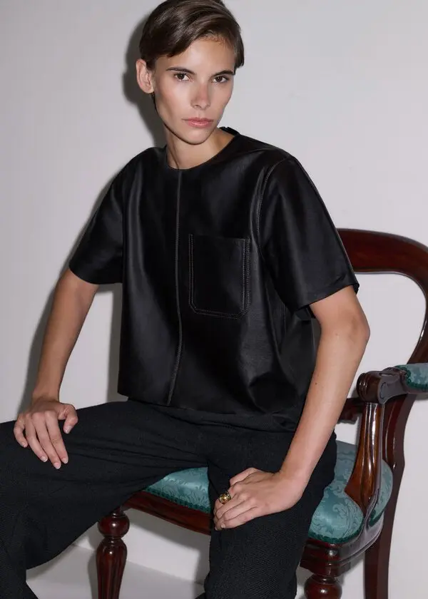 ME+EM Boxy Luxe Leather T-shirt