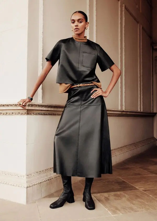 ME+EM Boxy Luxe Leather T-shirt