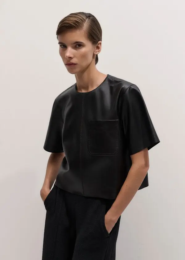 ME+EM Boxy Luxe Leather T-shirt