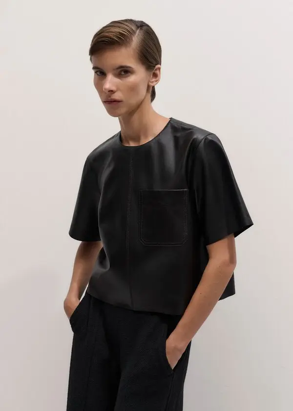 ME+EM Boxy Luxe Leather T-shirt