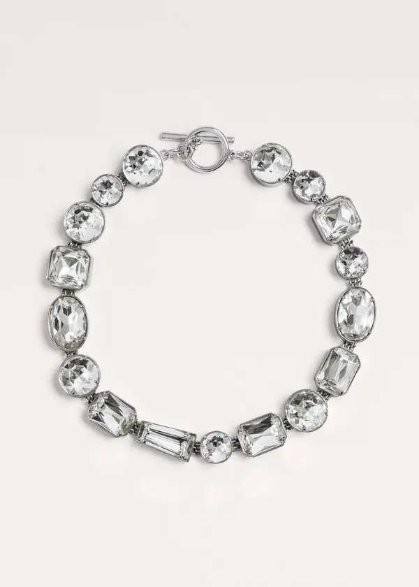 ME+EM Bold Diamante Short Necklace - Silver