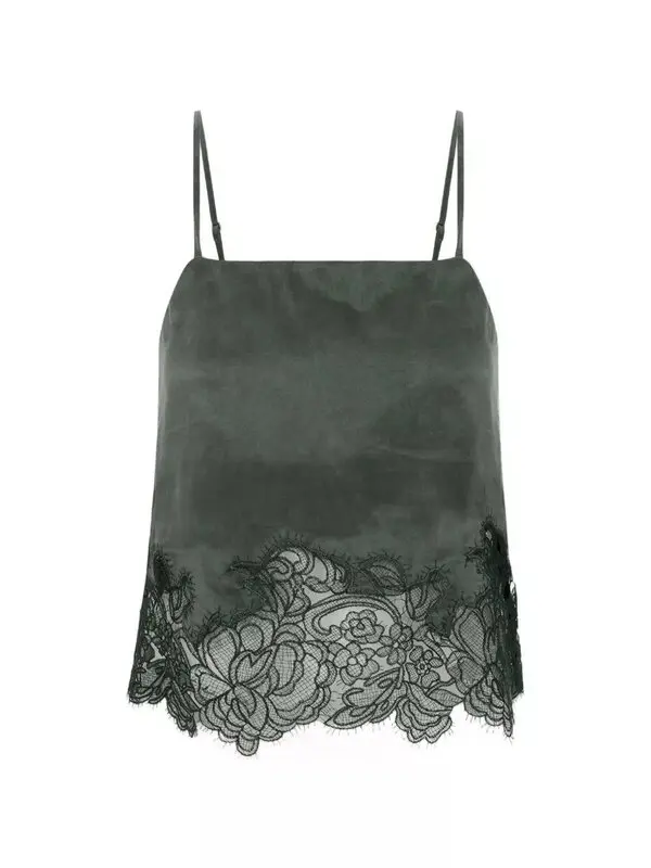 HEVRON Sabra Lace-trim Top - Green