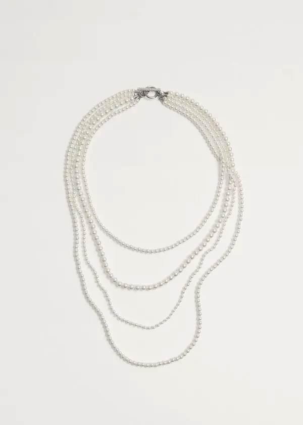 ME+EM 4 Strand Layering Pearl Necklace - Silver