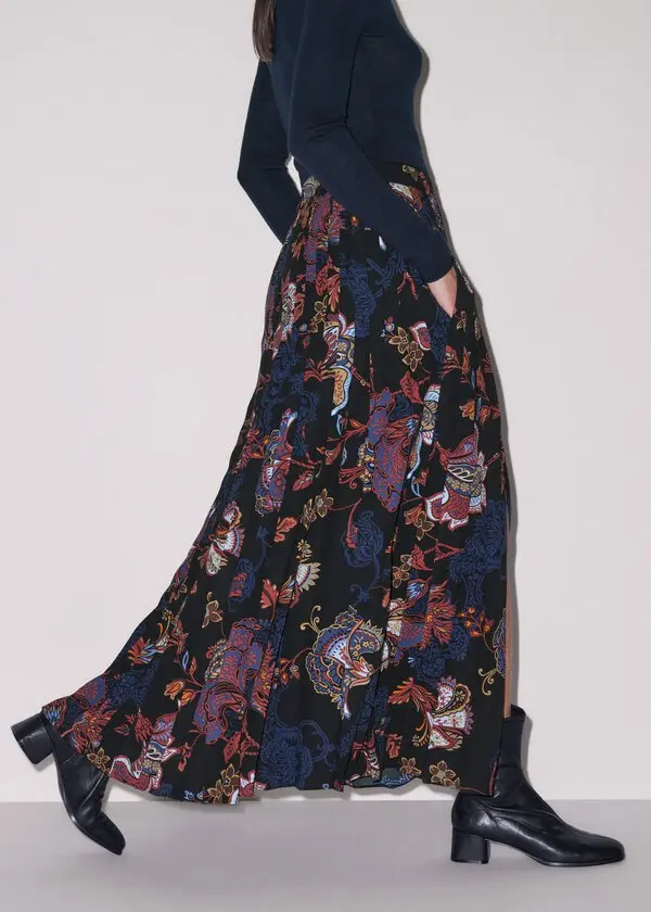 ME+EM Paisley Print Pleated Maxi Skirt