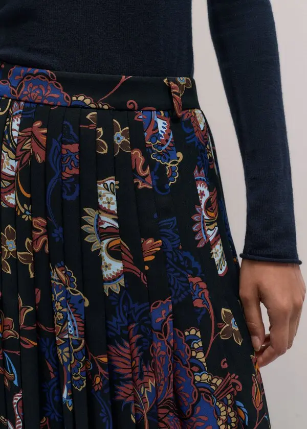 ME+EM Paisley Print Pleated Maxi Skirt