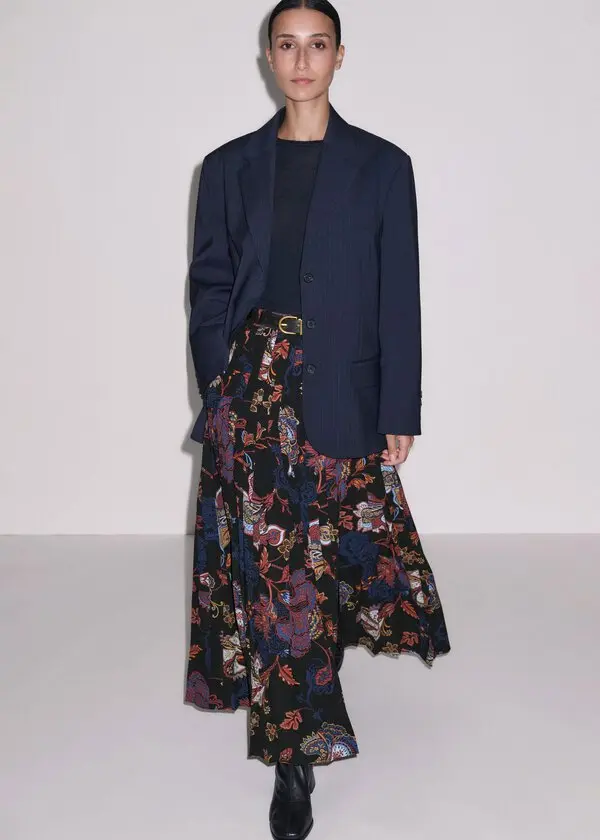 ME+EM Paisley Print Pleated Maxi Skirt