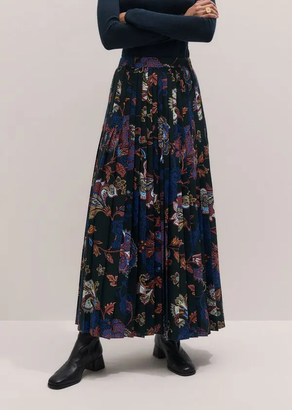 ME+EM Paisley Print Pleated Maxi Skirt