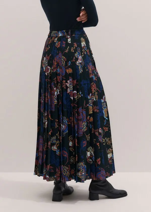 ME+EM Paisley Print Pleated Maxi Skirt