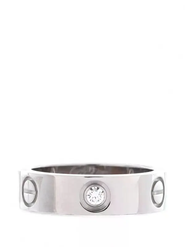 Cartier Love 3 Diamonds Band 18k White Gold With Diamond Ring - Silver
