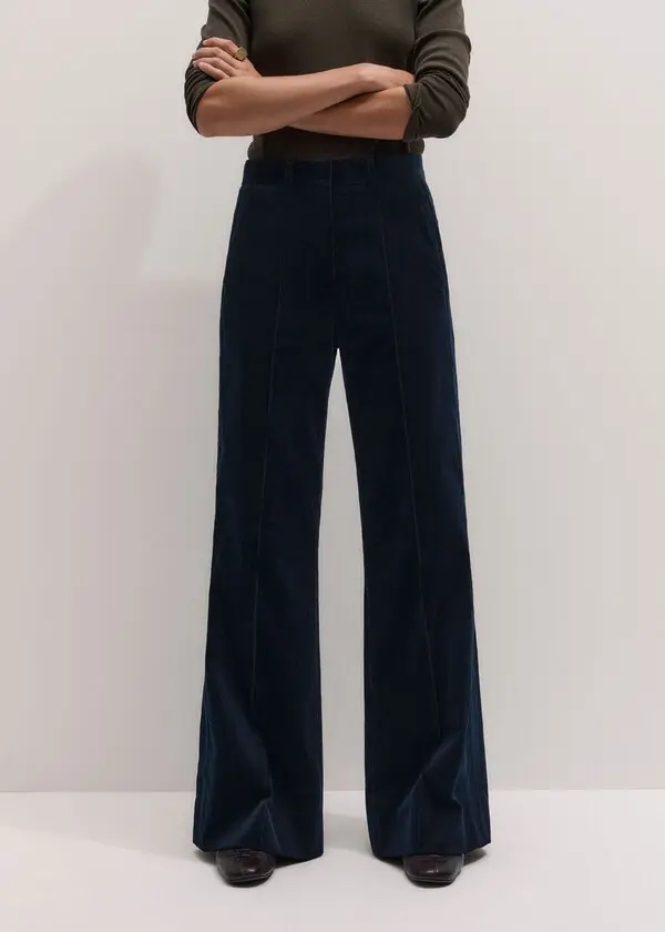ME+EM Corduroy Wide Leg Trousers - Navy