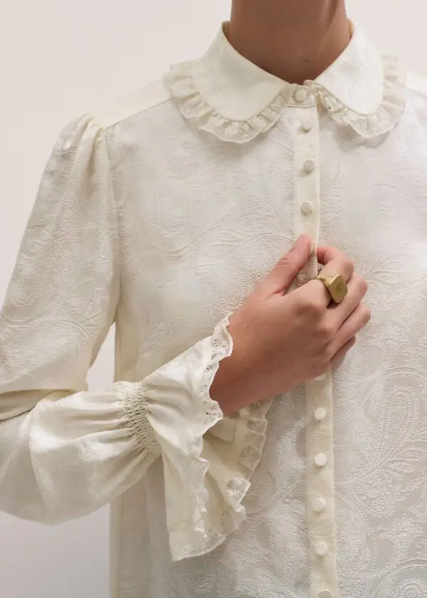 ME+EM Jacquard And Lace Trim Blouse