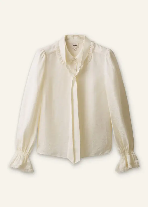ME+EM Jacquard And Lace Trim Blouse