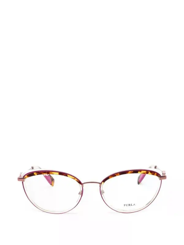 Furla Tortoiseshell-effect Oval-frame Glasses