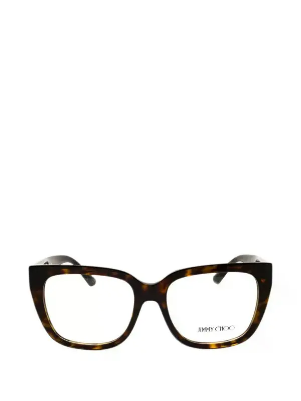 JIMMY CHOO Tortoiseshell Rectangle Frame Eyeglasses