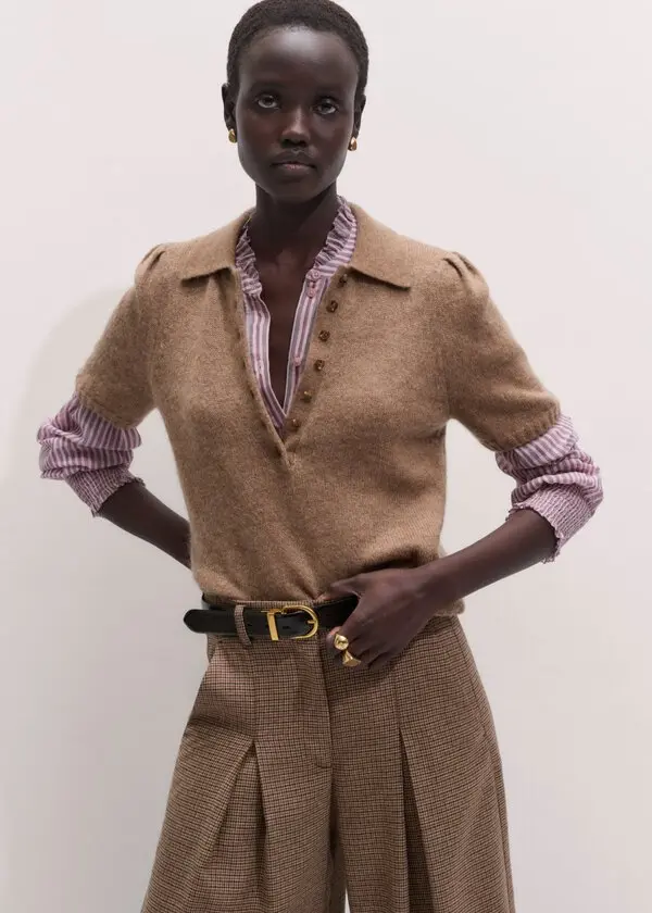 ME+EM Merino Cashmere Silk Knit Polo - Camel