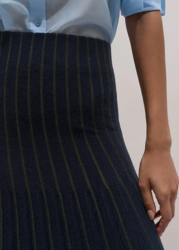 ME+EM Merino Stripe Pleat Knit Maxi Skirt