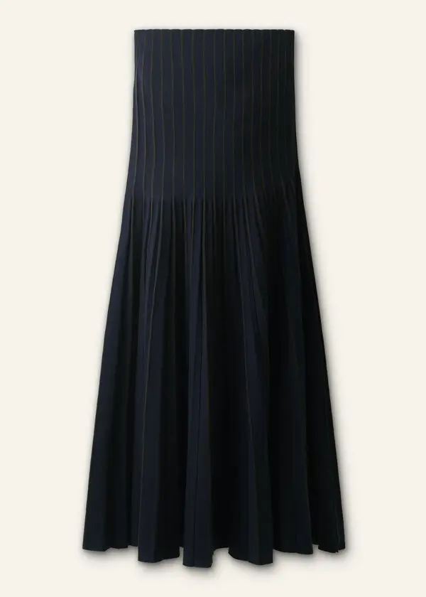 ME+EM Merino Stripe Pleat Knit Maxi Skirt