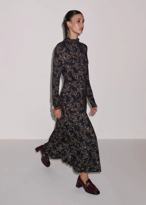 ME+EM Whimsical Bulbs Print Maxi Dress - Navy Multi