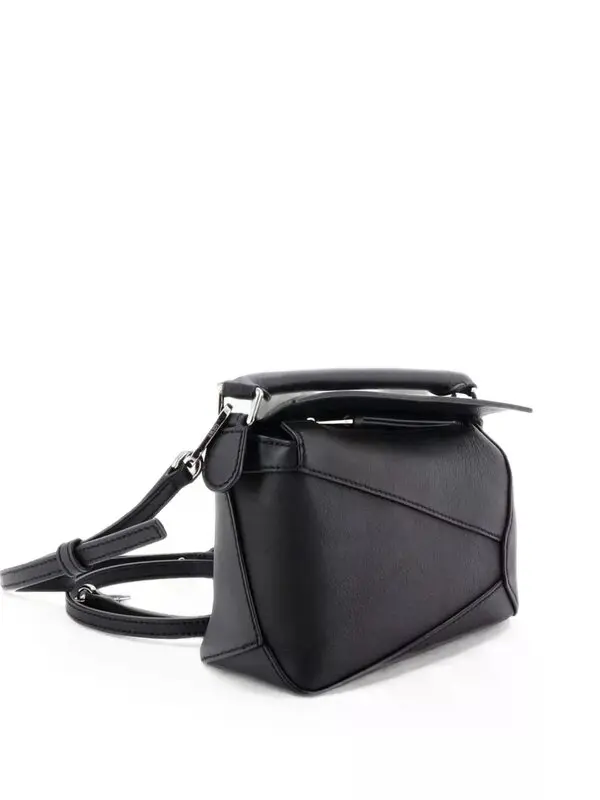 Loewe Puzzle Edge Bag Leather Mini Satchel - Black