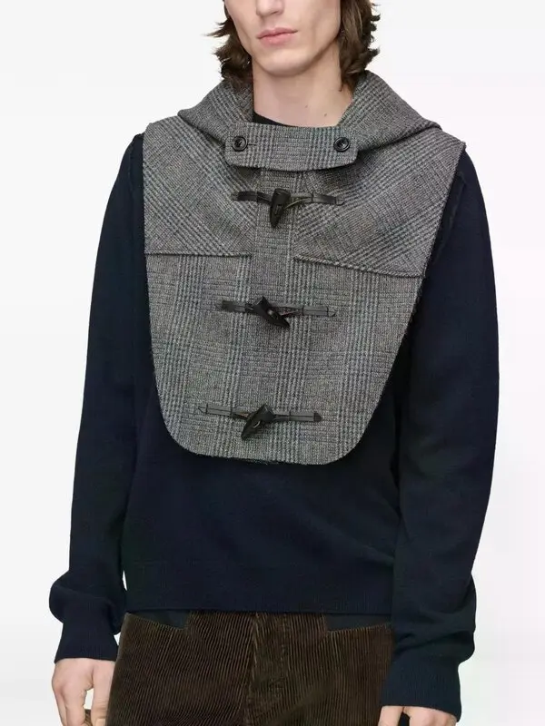 MAISON MARGIELA Check-pattern Toggle-fastening Scarf - Grey