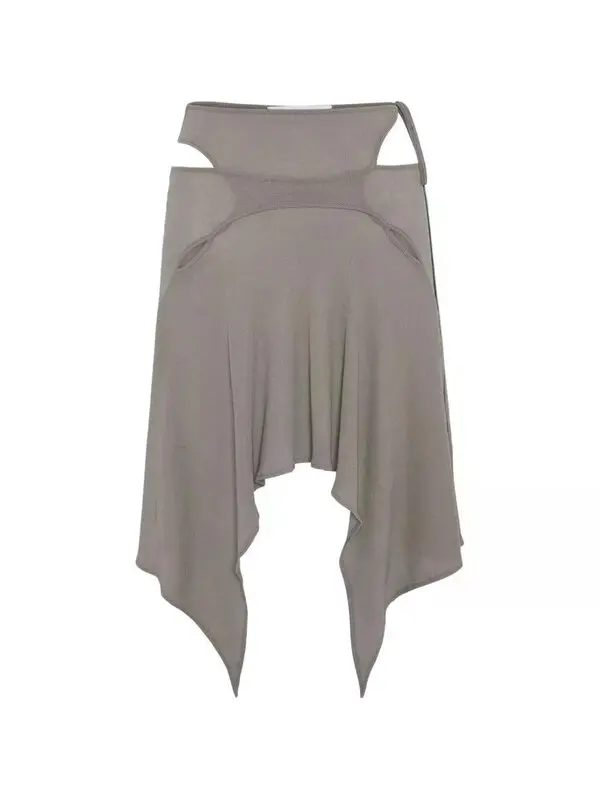 SRVC STUDIO Stiletto Cut-out Asymmetric Midi Skirt - Grey