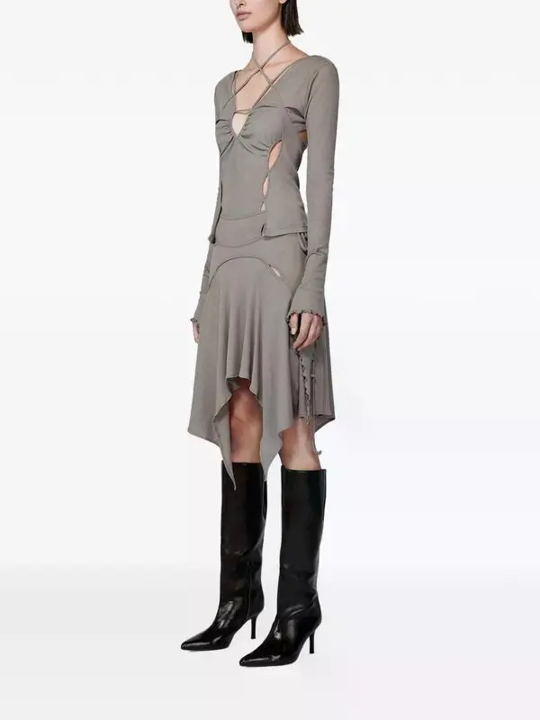 SRVC STUDIO Stiletto Cut-out Asymmetric Midi Skirt