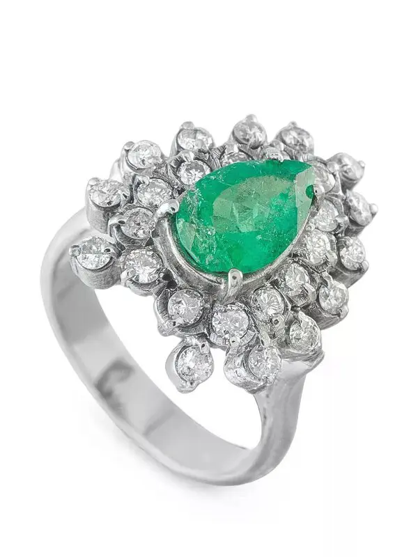LB EXCLUSIVE Emerald And Diamond Ring - Silver